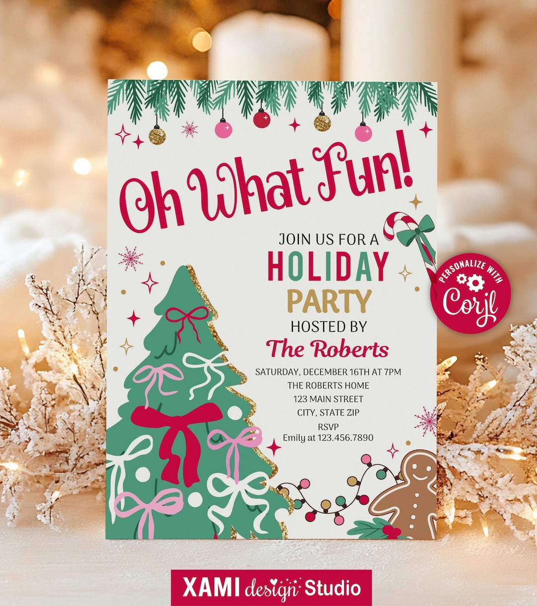 Editable Oh What Fun Christmas Party Invitation Christmas Cocktail ...