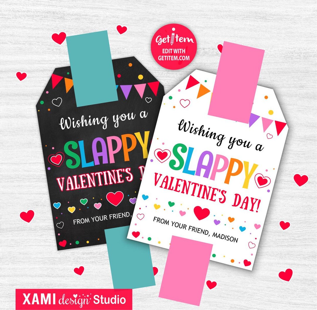 Editable Valentine Slap Bracelet Tags Slap Bracelet Valentine's Day ...
