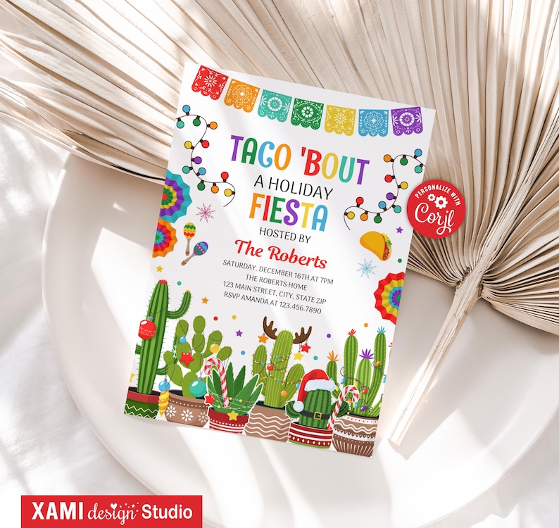 Editable Holiday Fiesta Party Invitation Taco 'bout A Holiday Fiesta ...