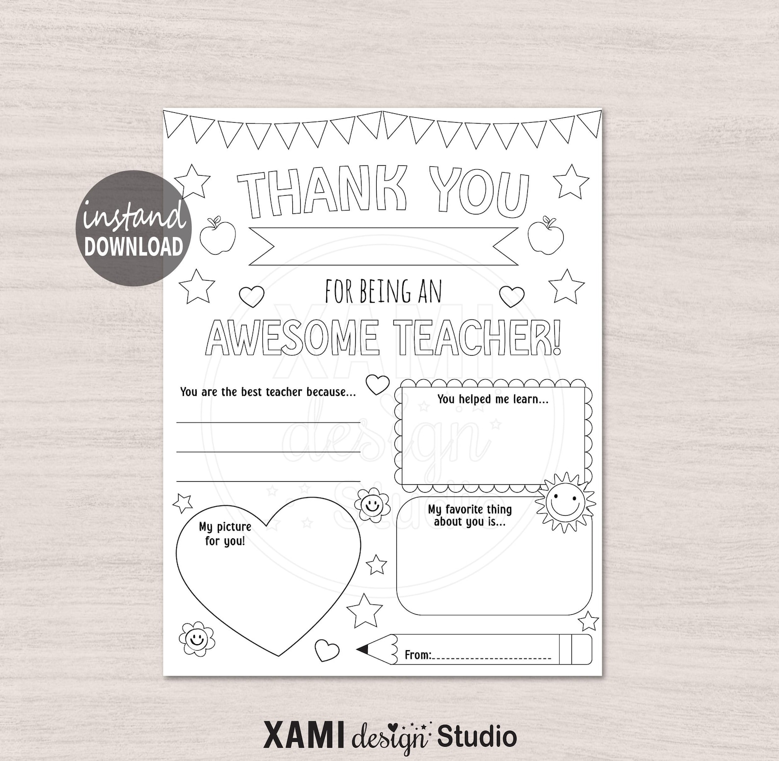 Teacher Appreciation Printable Teacher Appreciation Week Gift Thank You ...