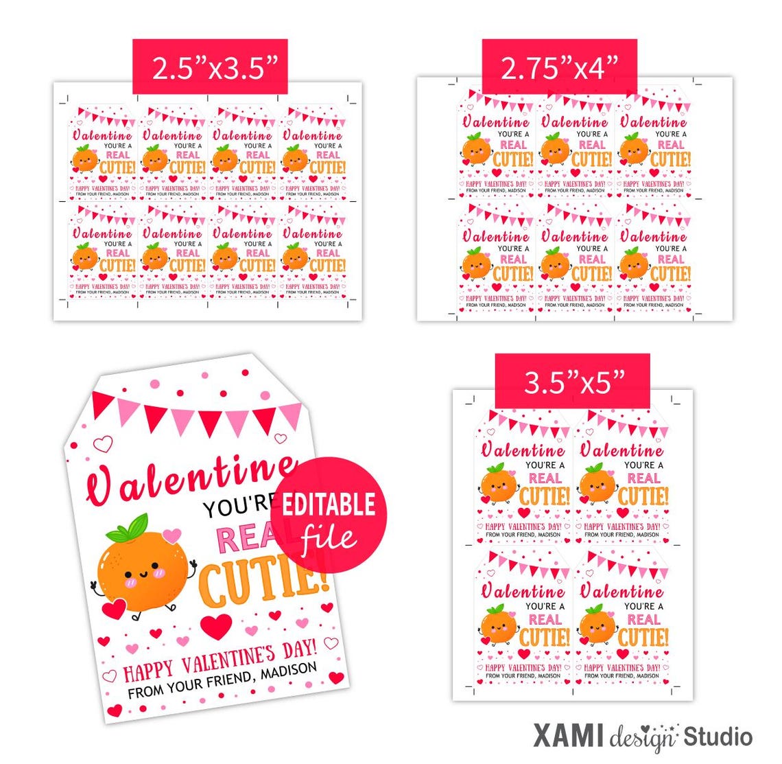 Editable Valentine Cutie Gift Tags You're a Real Cutie Clementine ...