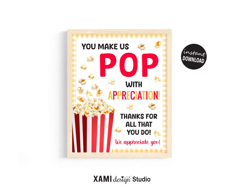Popcorn Appreciation Sign Teacher Staff Employee School Appreciation ...