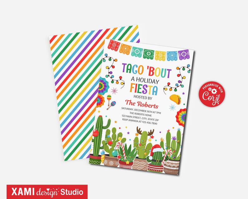 Editable Holiday Fiesta Party Invitation Taco 'bout A Holiday Fiesta ...