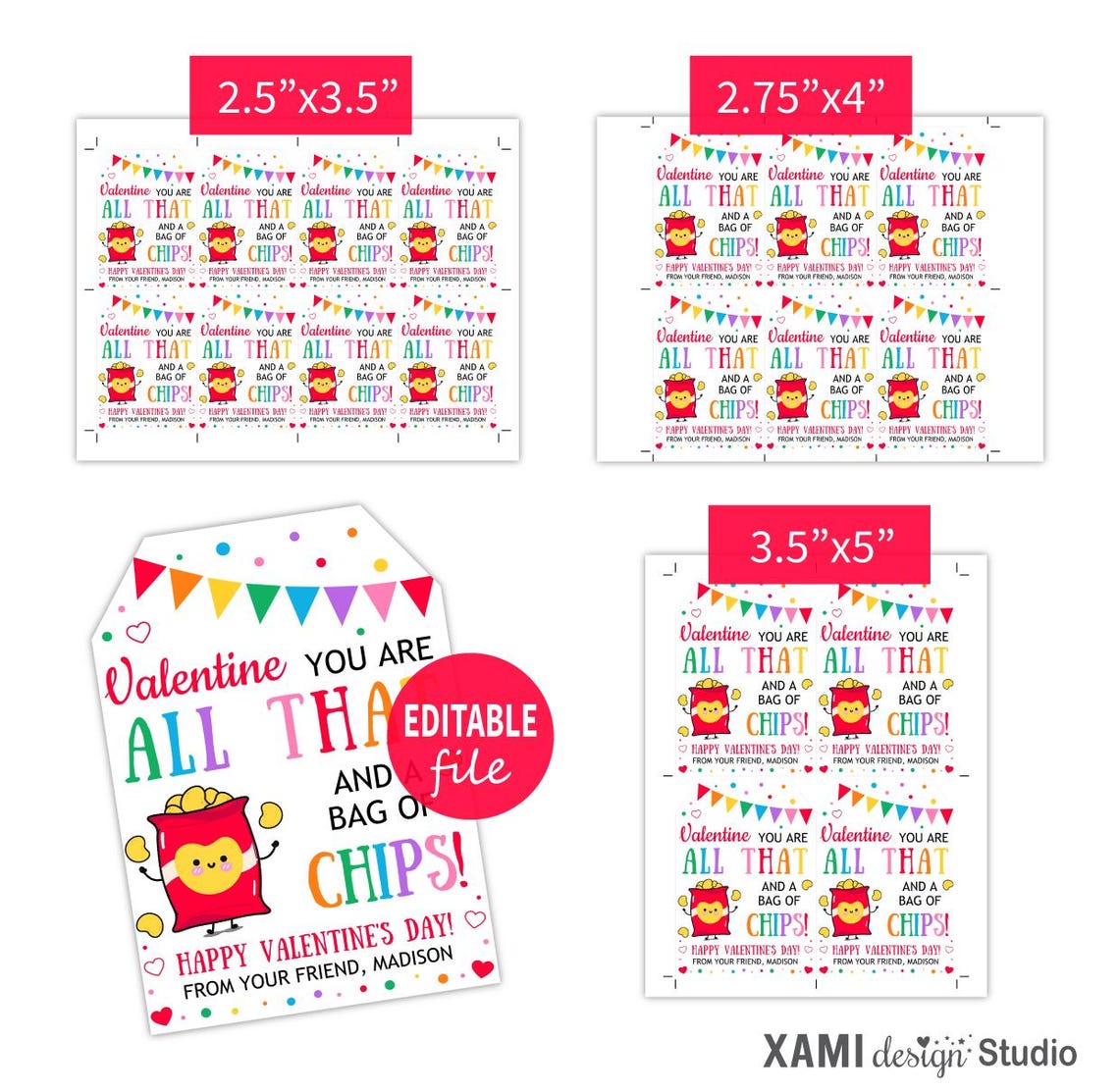 Editable Valentine's Day Chips Gift Tag You Are All That and a Bag of ...