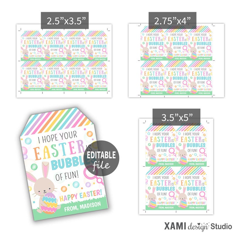 Editable Easter Bubbles Tag Bubbles of Fun Kids Easter Class Gift Tag ...