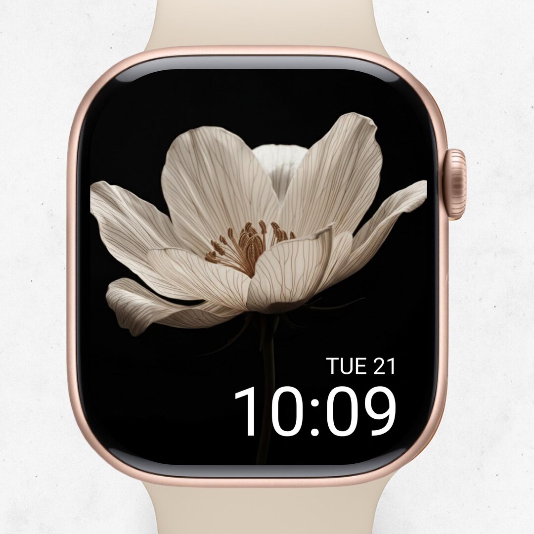White Flower Apple Watch Wallpaper | Botanical Iwatch Face (digital ...