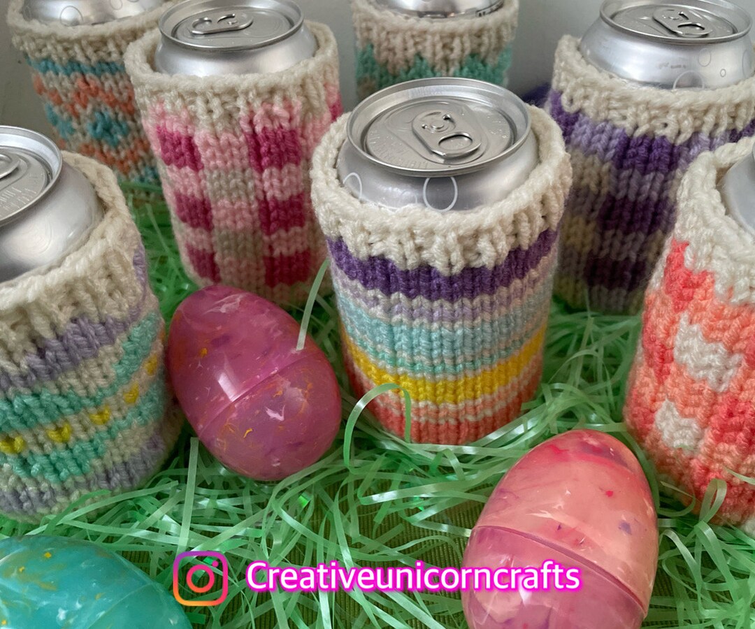 Easter Spring Knitting Pattern PDF Cozy Soda Pop Can Beverage Holder - Etsy