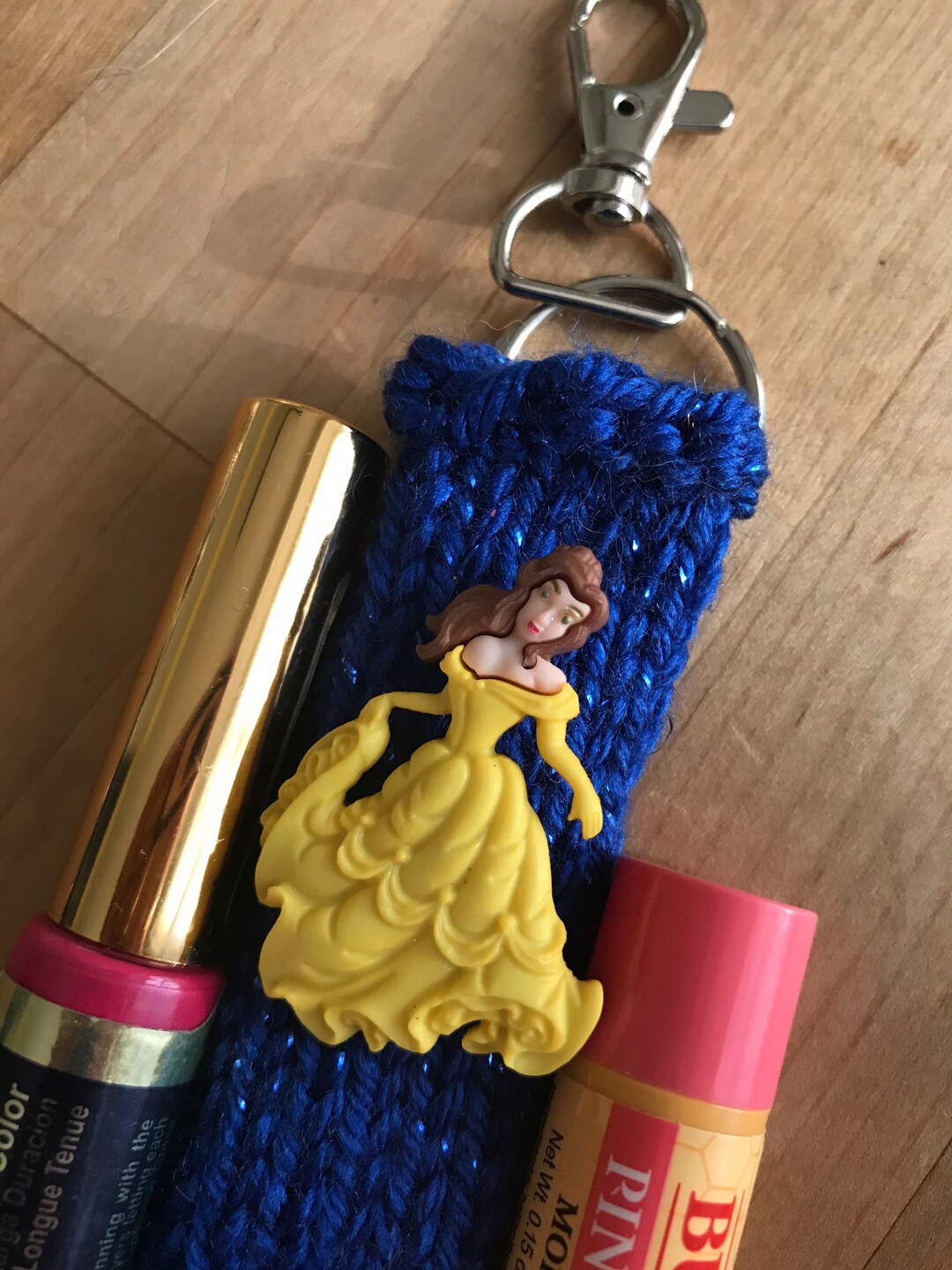 Disney Beauty Beast Belle Chapstick Lip Balm Holder Cozy Keychain - Etsy