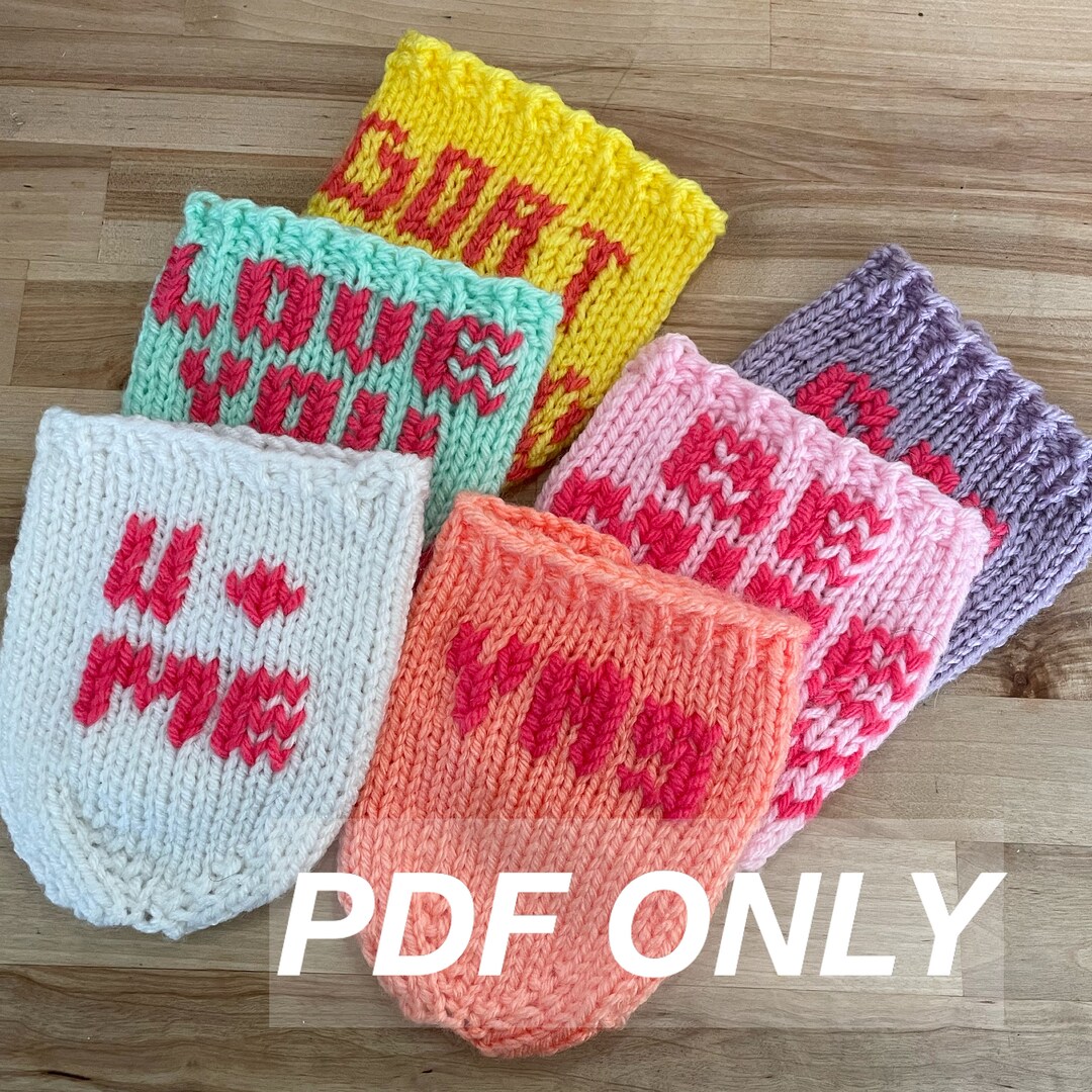 Valentines Day Knitting Pattern PDF, DIY Can Cozy, Valentines Knitting ...