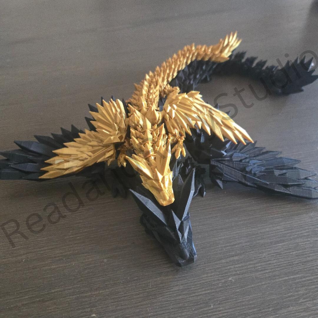 Black & Gold Combo 3D Print Articulating Dragons - Handcrafted Dragon ...