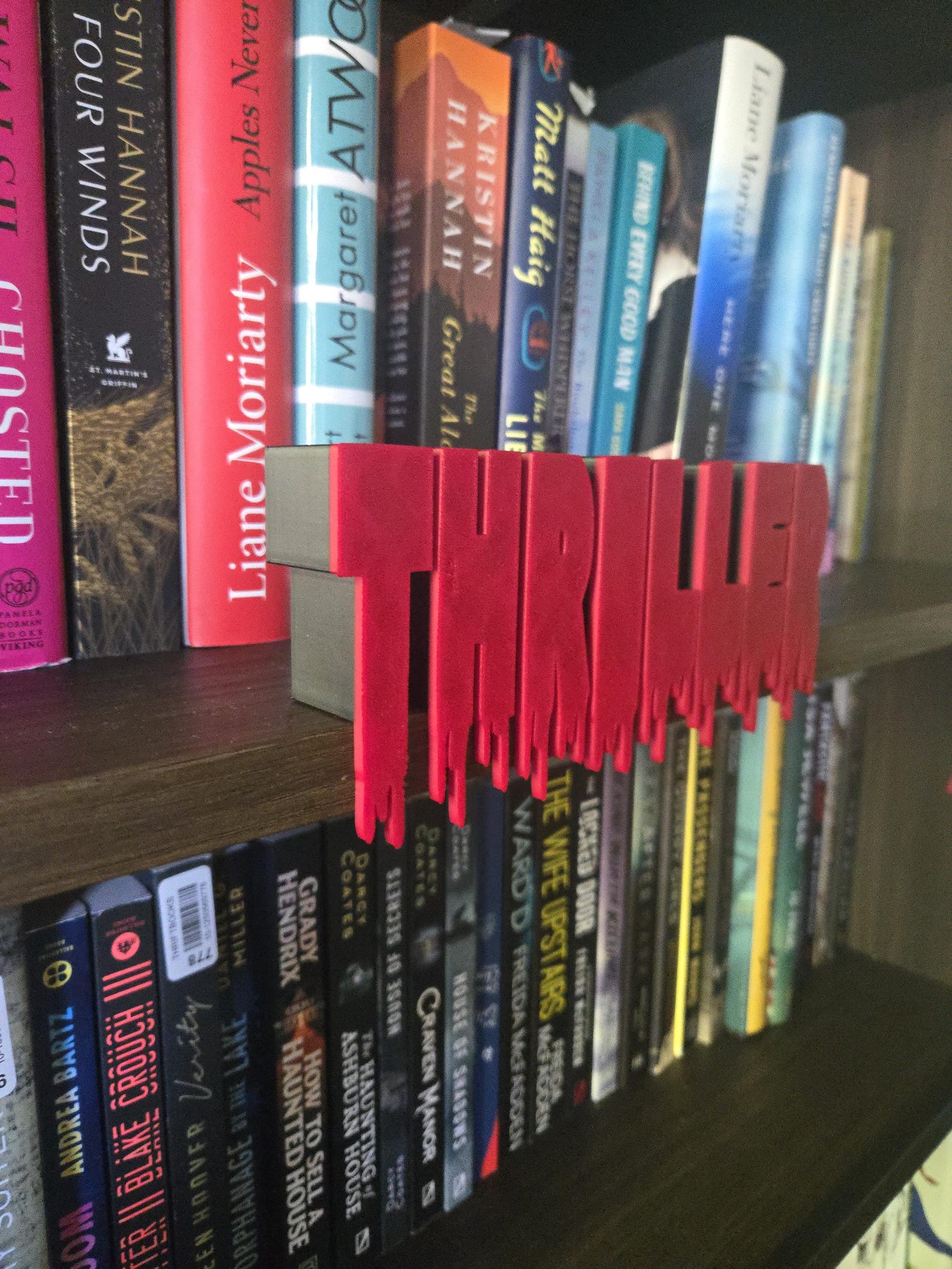 Thriller Bookshelf Sign | 3D Printed Dripping Book Genre Label - Etsy