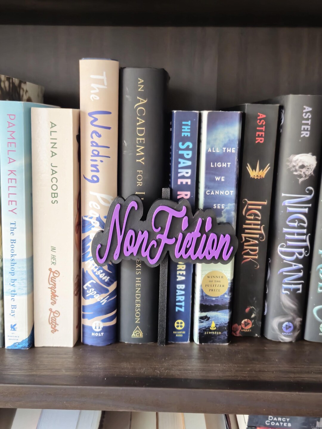 NONFICTION Interchangeable Booknook Sign - Bookcase Organizer - Decor ...