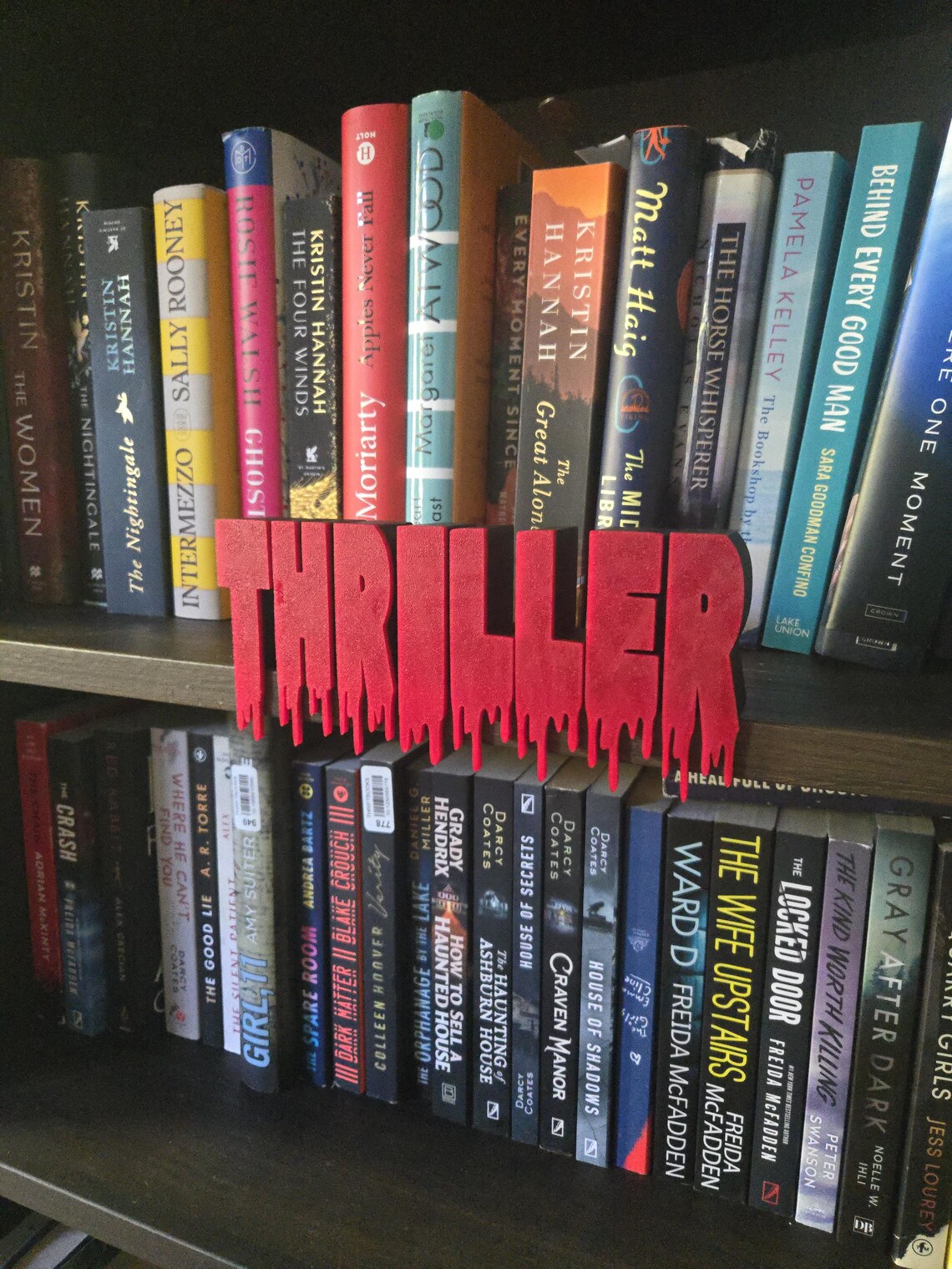 Thriller Bookshelf Sign | 3D Printed Dripping Book Genre Label - Etsy