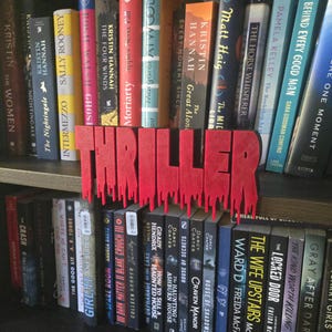 Thriller Bookshelf Sign | 3D Printed Dripping Book Genre Label - Etsy