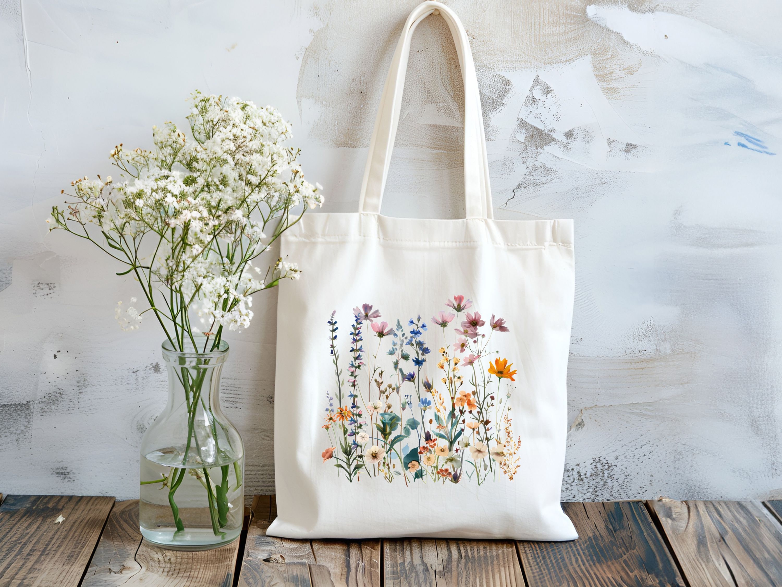 Wildflower Tote Bag, Floral Botanical Tote, Mothers Day Gift, Flower ...
