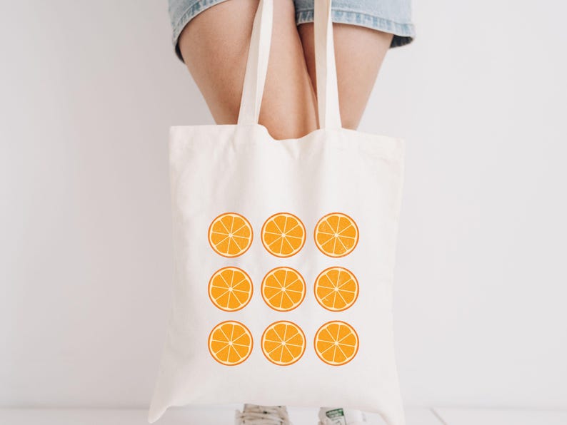 Orange Print Tote Bag, Reusable Cotton Canvas - Etsy