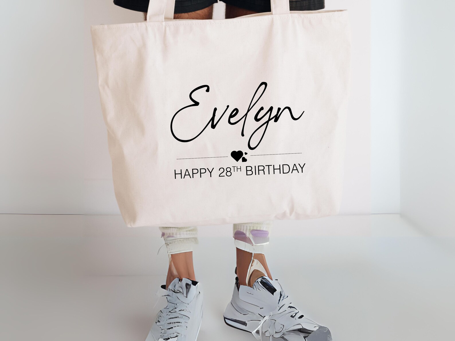 Personalized Birthday Canvas Tote Bag, Custom Heart Gift - Etsy