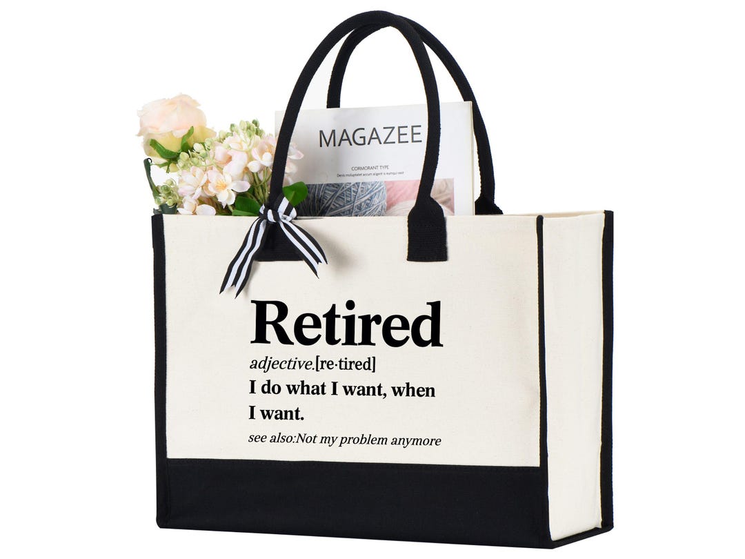 Retirement 2025 Cornered Tote Bag, Retired Cute Gift Bag, Happy ...