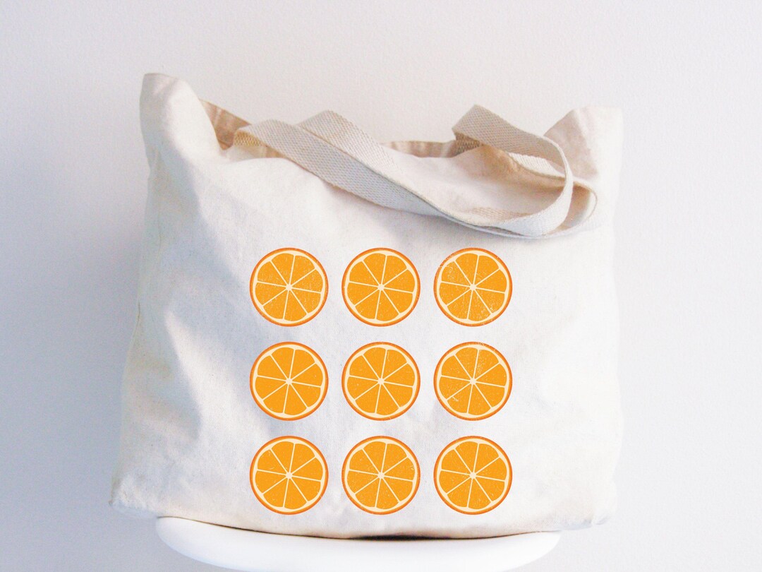 Orange Print Tote Bag, Reusable Cotton Canvas - Etsy