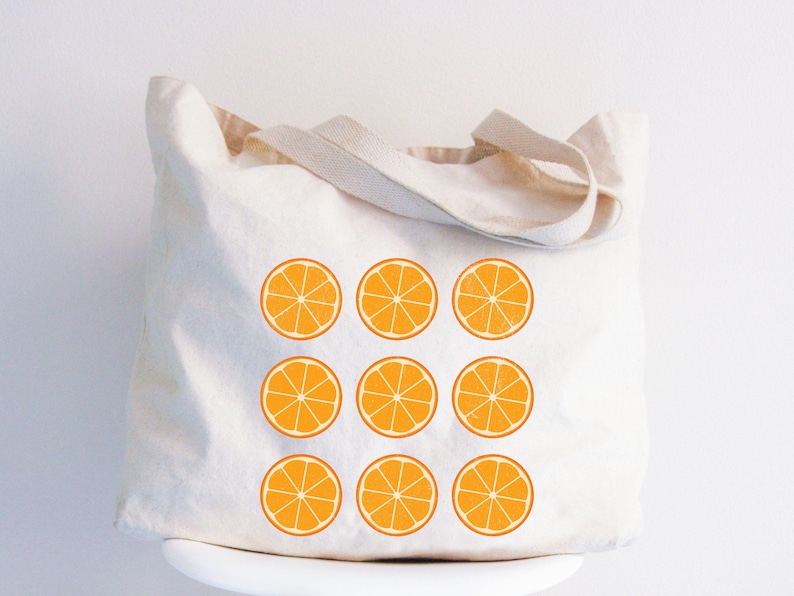 Orange Print Tote Bag, Reusable Cotton Canvas - Etsy