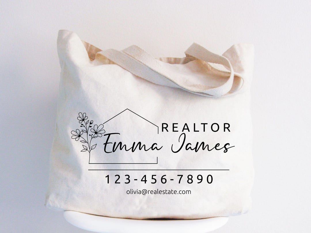 Custom Realtor Tote Bag, Personalized Business Gift Bag, Real Estate ...