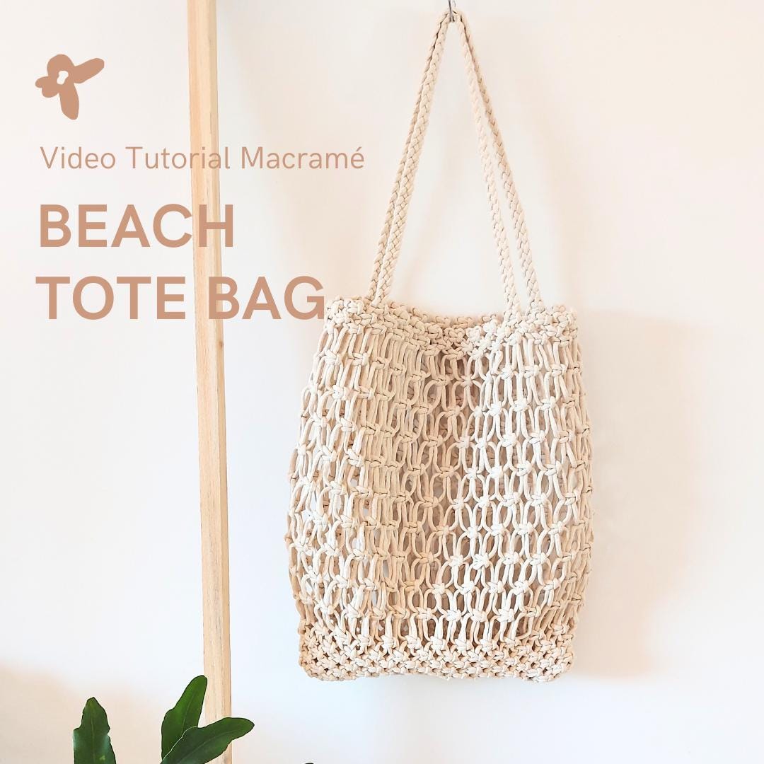 Macrame Bag Video Tutorial Step by Step. Beach Boho Summer Tote DIY ...