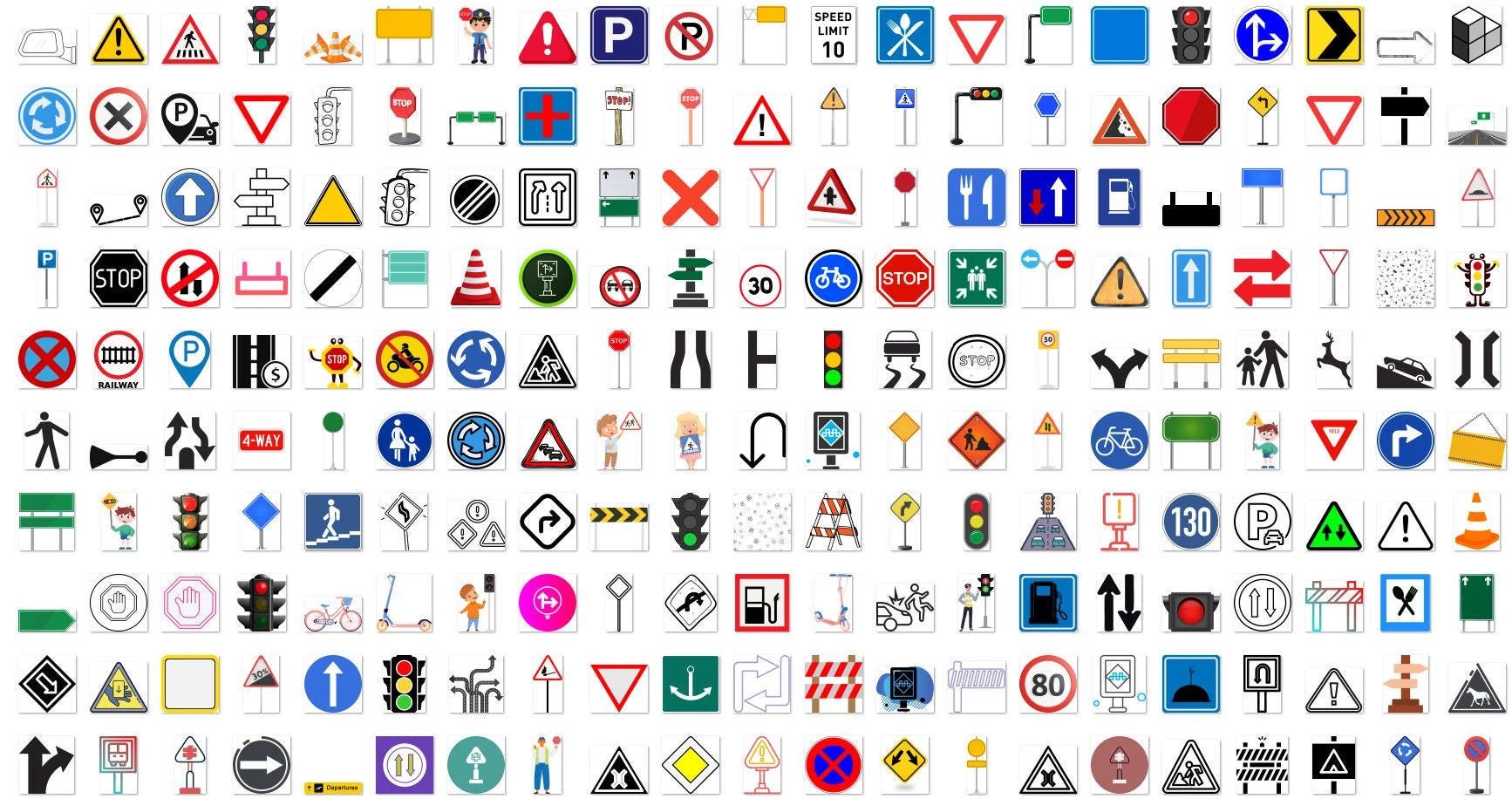 Traffic Signs PNG Bundle, 600 Traffic Symbol Collection, Road Signs ...