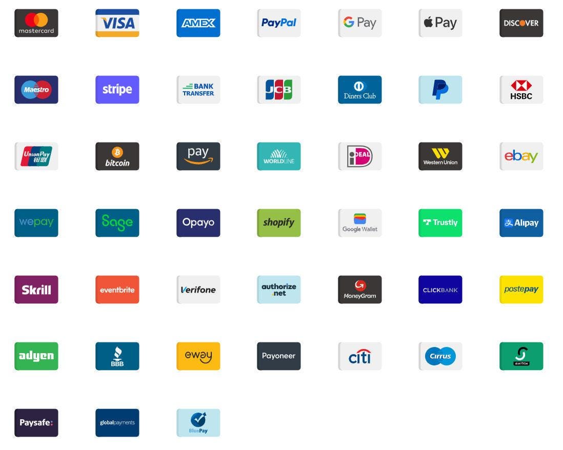 Payment Icons SVG Bundle | Credit Card Symbols for Online Shops - Etsy