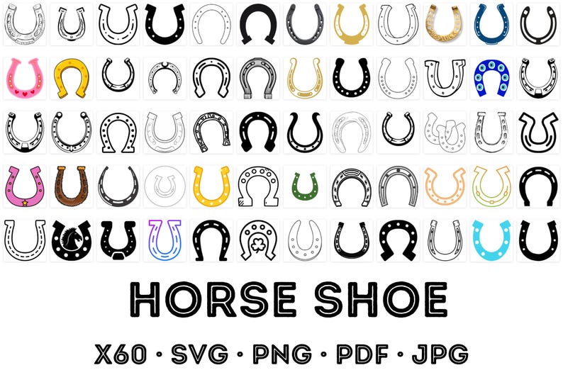 Horseshoe SVG Bundle, Clipart, Silhouette (60 Files) - Etsy
