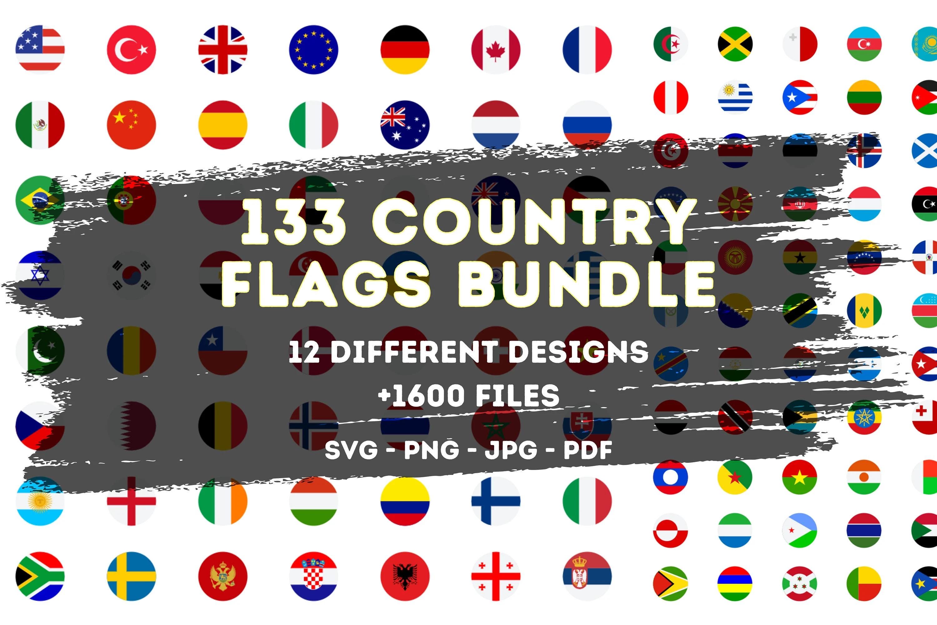 133 Country Flags Bundle 133 Circular Country Flags Icon Pack, Circular ...