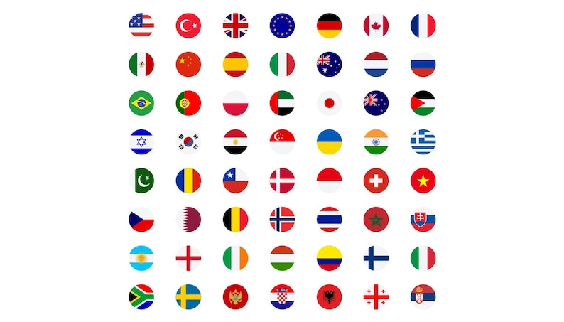 133 Country Flags Bundle 133 Circular Country Flags Icon Pack, Circular ...