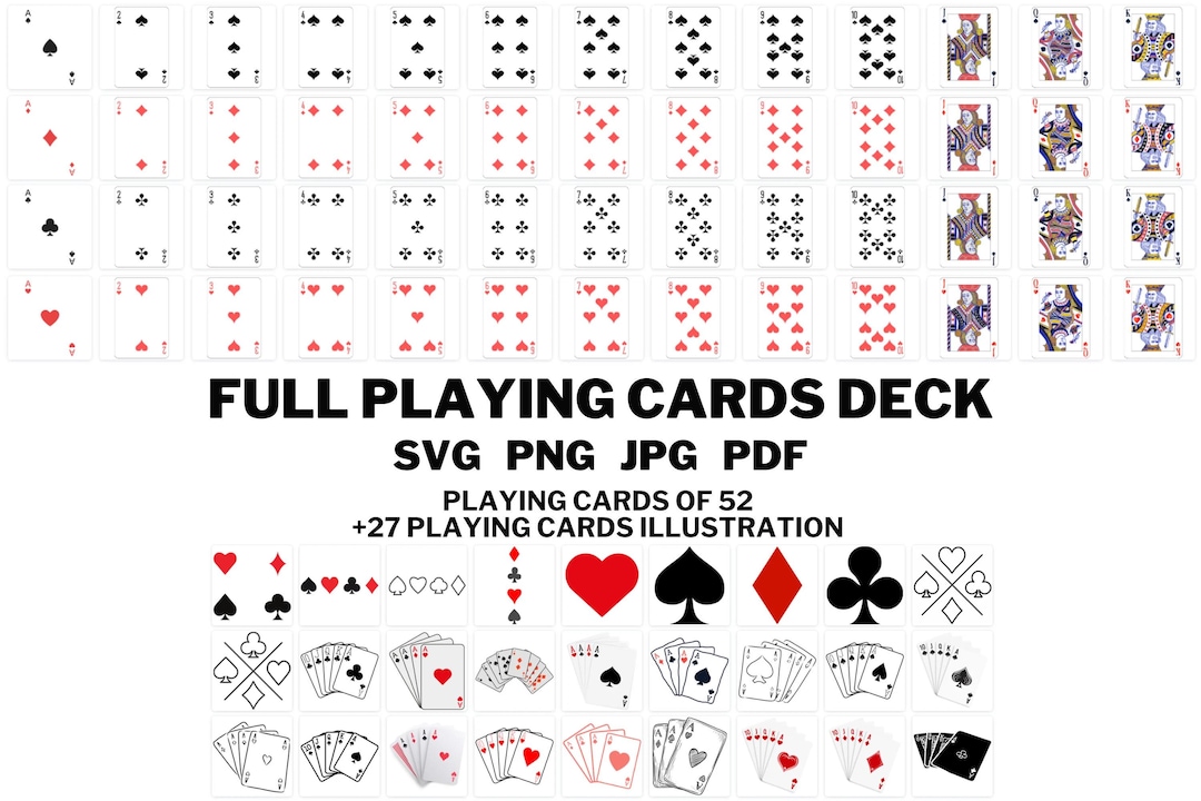 Playing Cards Deck Svg Bundle, Card Games Svg, Card Suit Svg, Poker Svg ...