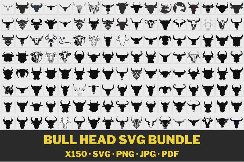 Bull Head SVG Bundle, Bull Cricut, Longhorn Head Skull SVG, Cow Head ...