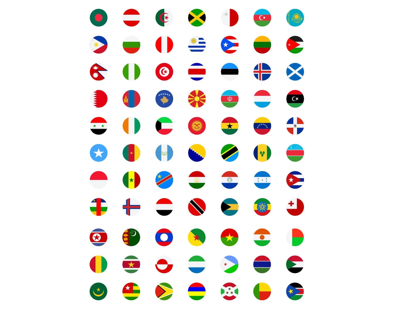 133 Country Flags Bundle 133 Circular Country Flags Icon Pack, Circular ...
