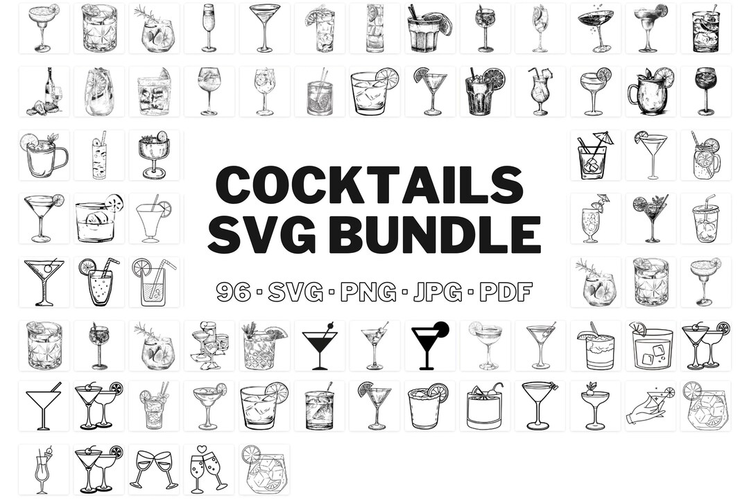 Cocktails SVG Bundle | 96 Drink Icons for Cricut and Silhouette - Etsy