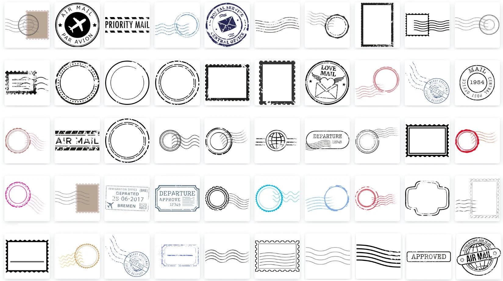 Postmark Stamps SVG Bundle | Vintage Postal Stamp Designs and Postmarks ...
