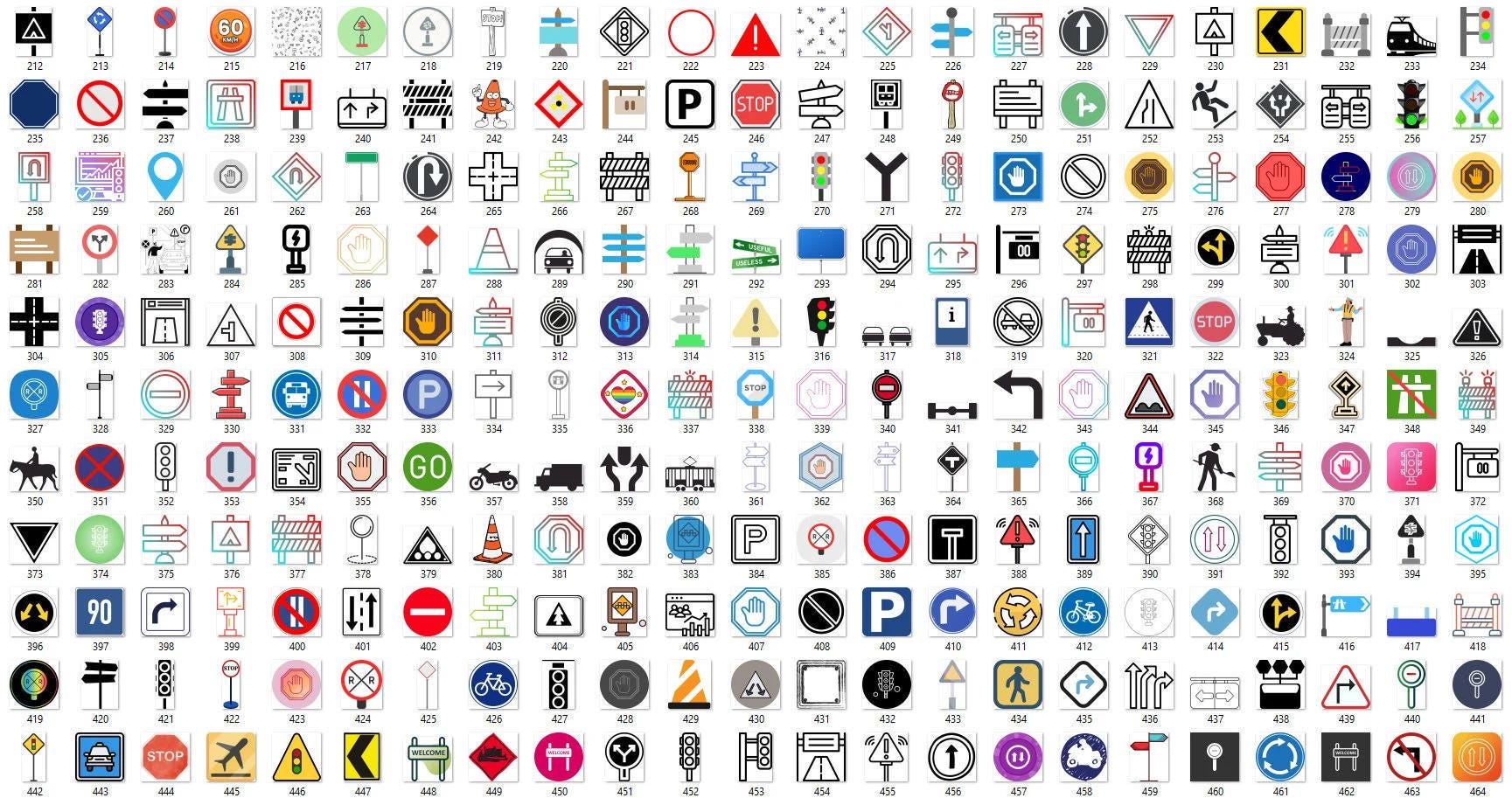 Traffic Signs PNG Bundle, 600 Traffic Symbol Collection, Road Signs ...