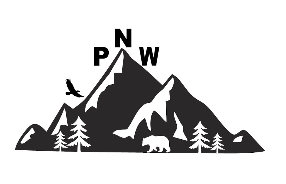 PNW Pacific Northwest Mountains Decal | Etsy