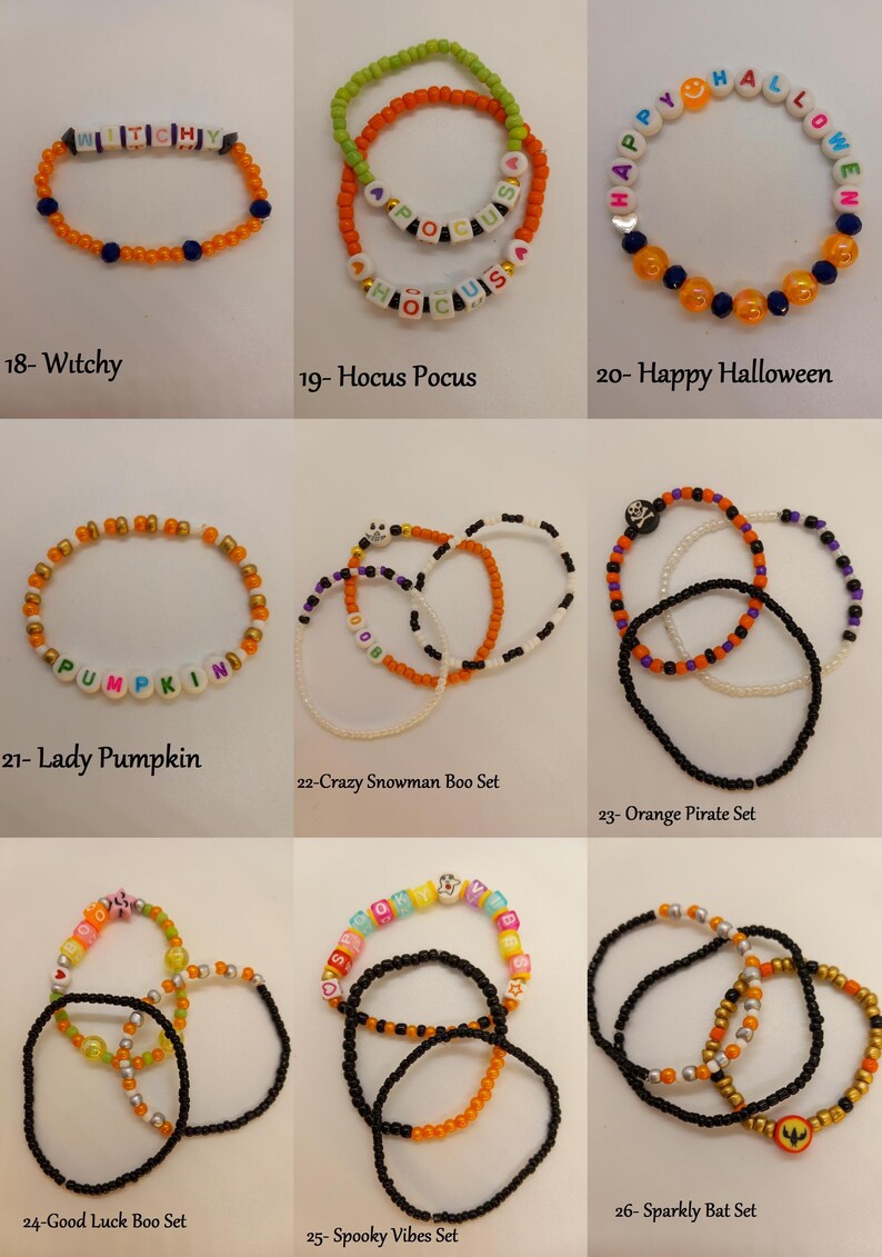 Halloween Beaded Friendship Bracelets, Halloween Bracelet for Women ...
