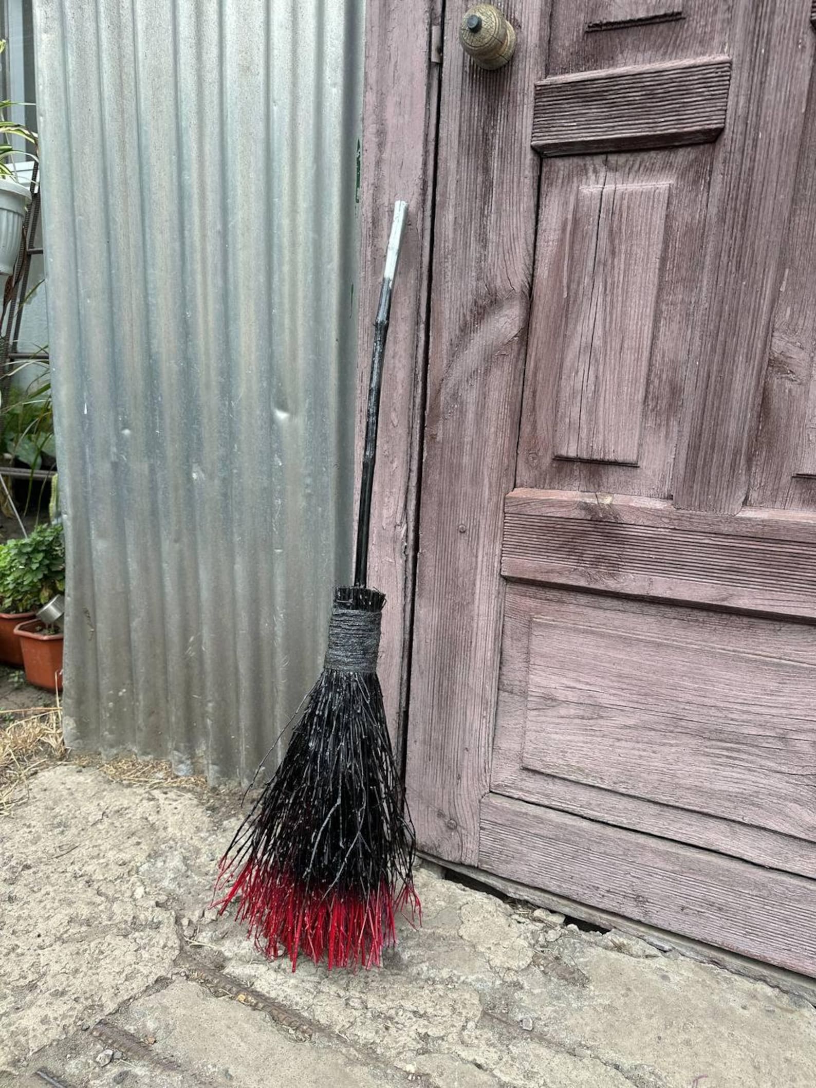 Black and Red Natural Witch Broom, Halloween Pagan Broom Besom ...