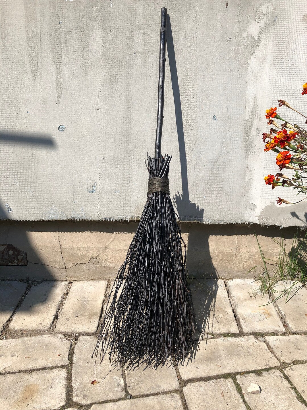 Black Natural Witch Broom, Halloween Pagan Broom Besom, Halloween Broom ...