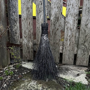 Black Witch Broom With Lace and Pendant, Halloween Besom, Halloween Broom, Wedding Broom, Witch ...