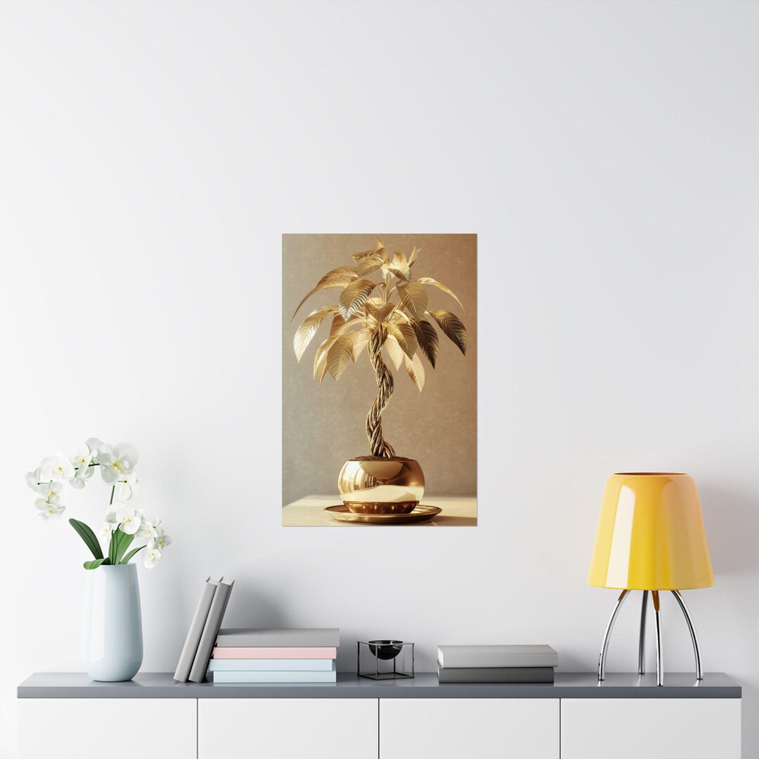Matte Vertical Poster Golden Money Tree Pachira Art Prosperity Plant ...