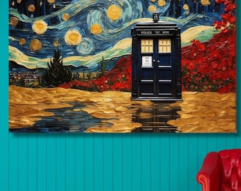 Tardis Starry Night Dr. Who Vincent Van Gogh Art Print Poster - Etsy