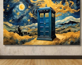 Tardis Starry Night Dr. Who Vincent Van Gogh Art Print Poster - Etsy