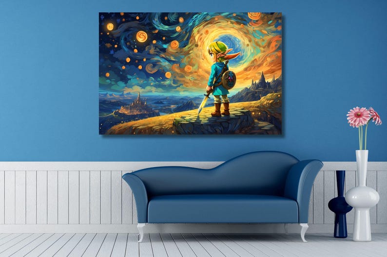 The Legend of Zelda: Breath of the Wild-van Gogh Starry Night Canvas ...