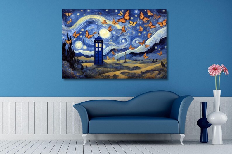 Doctor Who Tardis Box Vincent Van Gogh Canvas Wall Art,tv Series ...