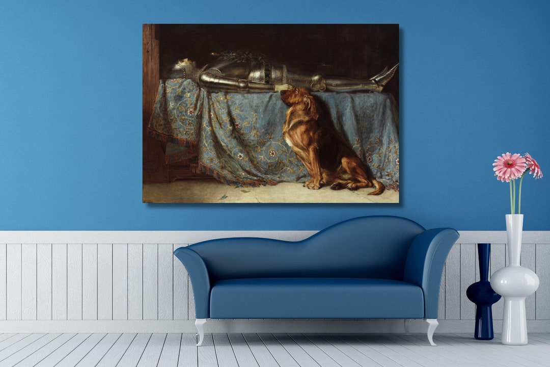 Briton Riviere: Let Him Rest -requiescat- (1888) Canvas Wall Art/dog ...