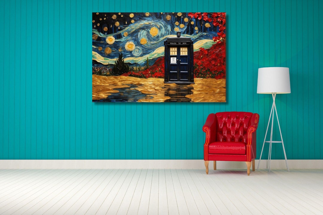 Doctor Who Tardis Box Vincent Van Gogh Canvas Wall Art,tv Series ...