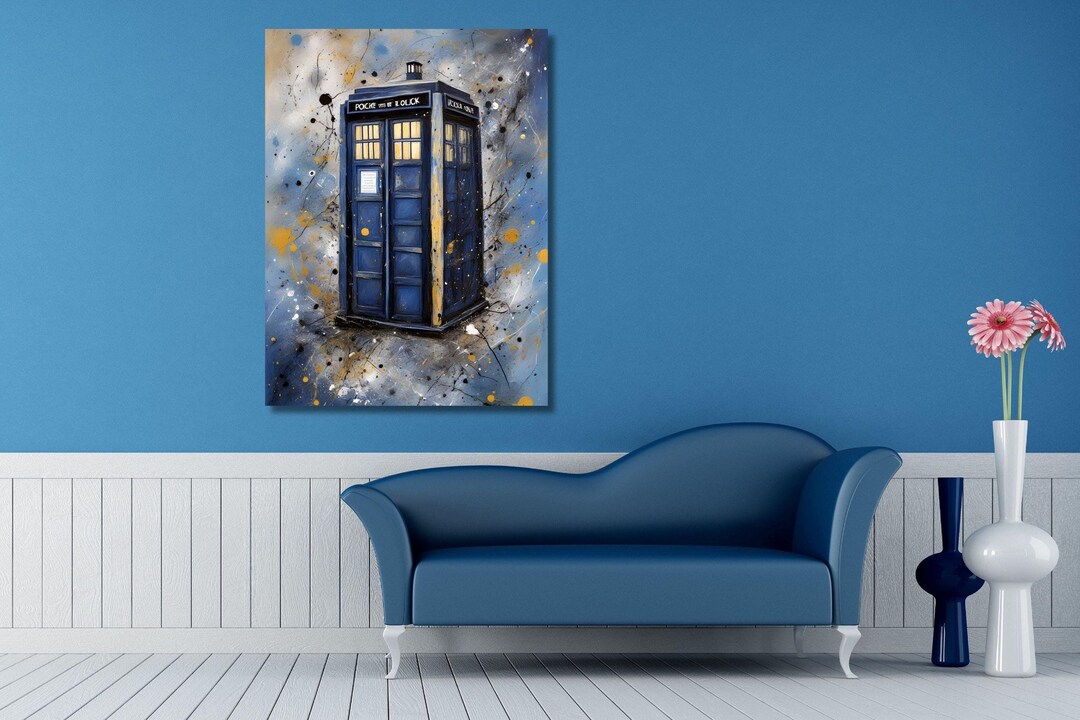 Doctor Who Tardis Box Jackson Pollock Canvas Wall Art,tv Series ...